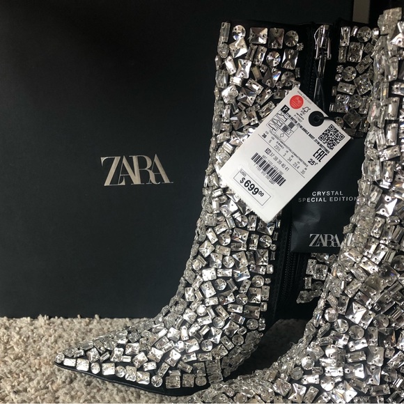 Zara | Shoes | Crystal Heeled Ankle Boots Special Edition | Poshmark